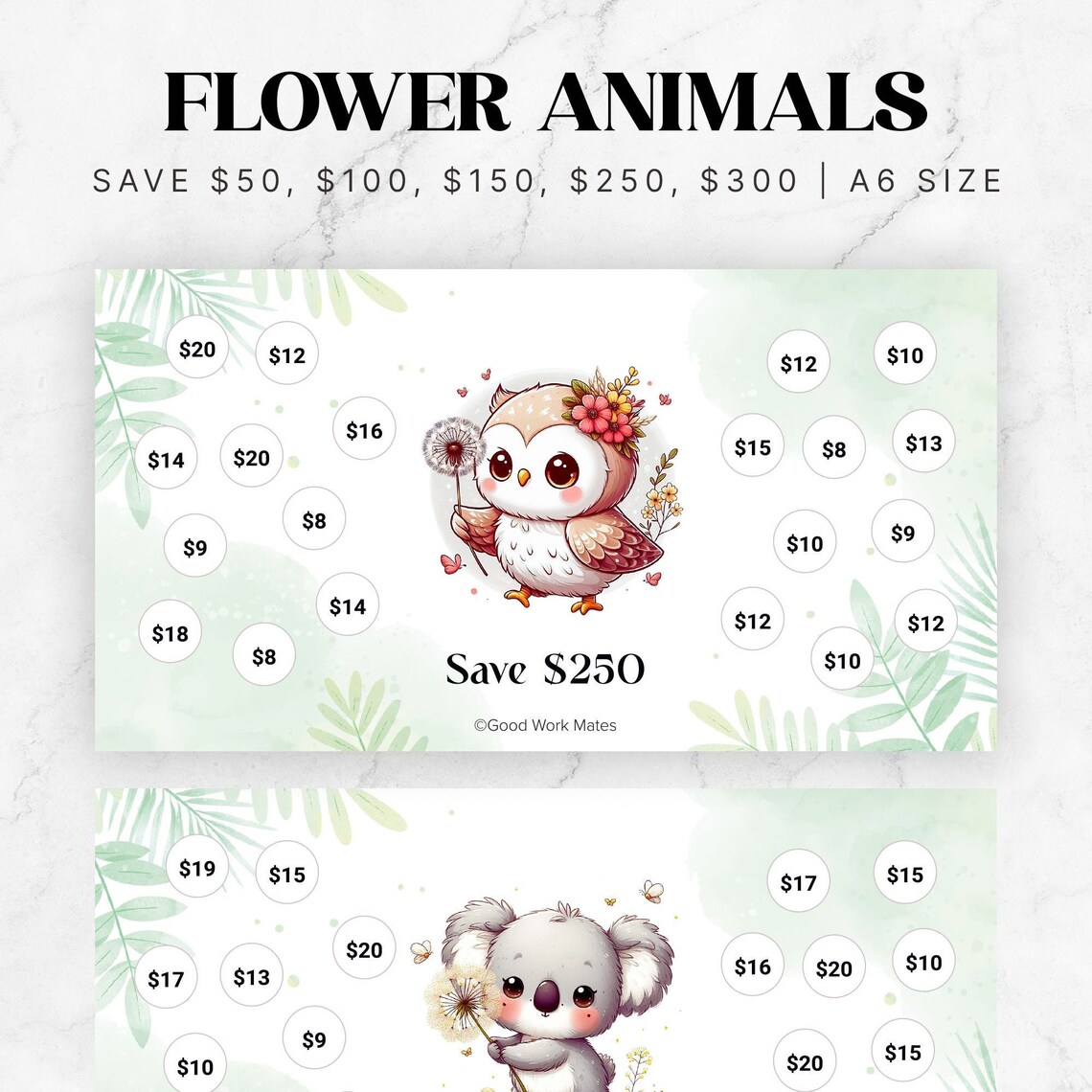 A6 Kawaii Animals Low Income Monthly Savings Challenge, Money Savings ...