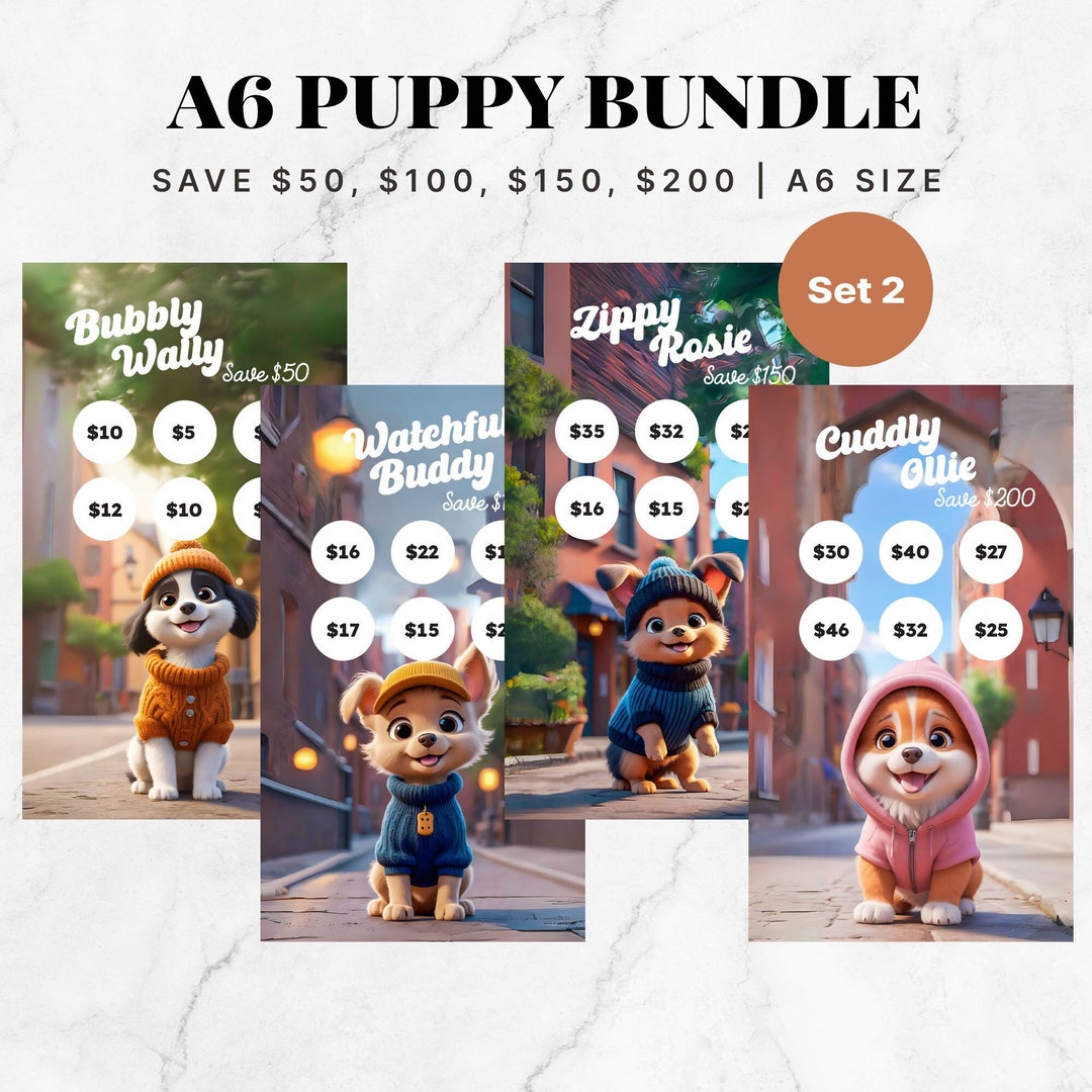 A6 Cute Puppy Cash Tracker Monthly Savings, Money Savings Challenge ...
