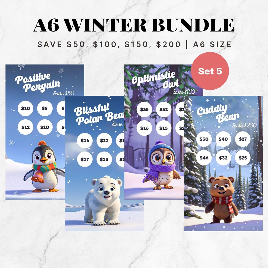 A6 Winter Cash Tracker Monthly Savings, Money Savings Challenge, Cash ...