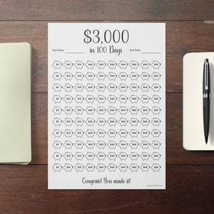 3k in 100 Days, 3k Savings Challenge, 3000 Dollars Tracker, 3k Saving ...