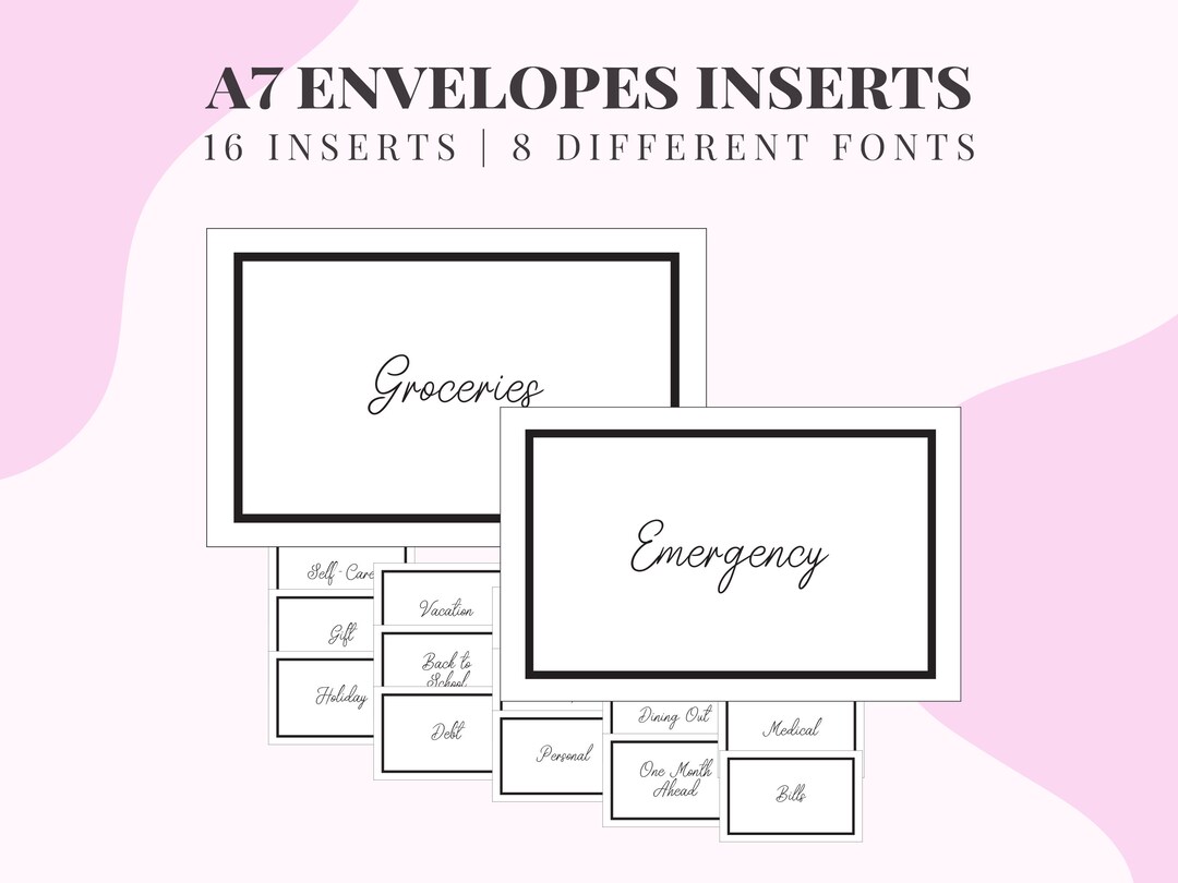 A7 Cash Envelopes Inserts, A7 Envelopes Binders, A7 Cash Envelope ...
