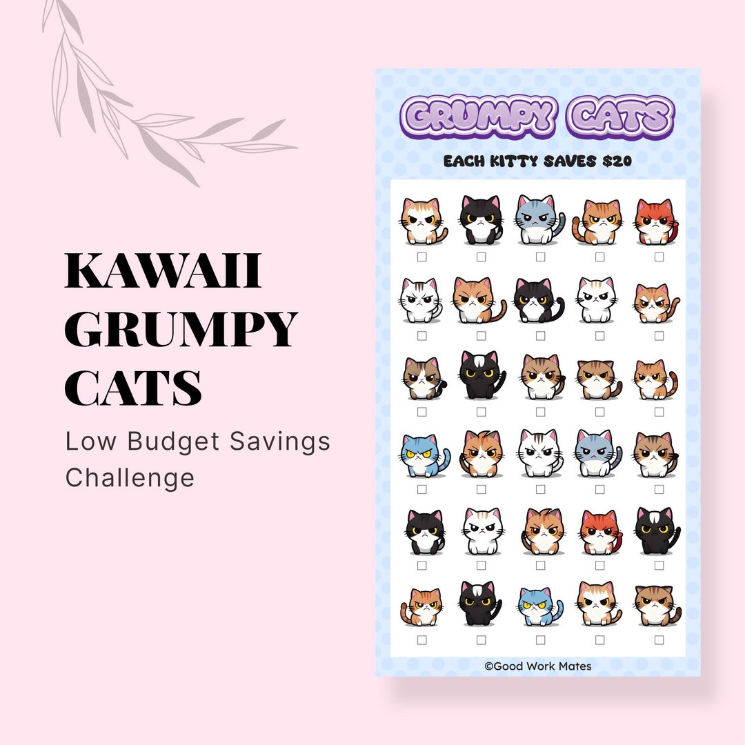 Grumpy Cats A6 Printable Savings Challenge, Money Savings Challenge ...