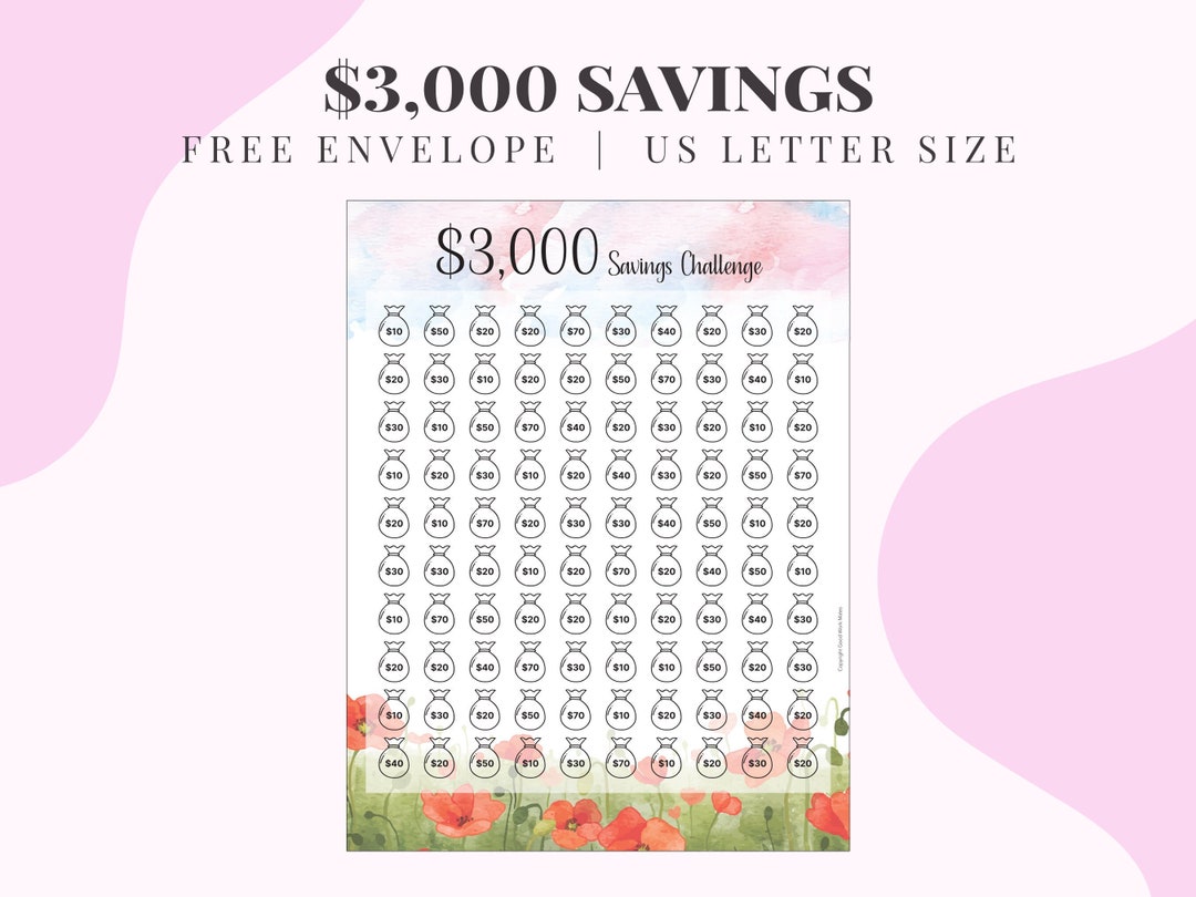 3k Savings Challenge, 3k Watercolor Flowers Saving Challenges, 3000 ...