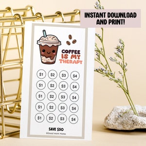 A6 Cute Kawaii Coffee Mini Savings Challenge, Money Savings Challenge ...