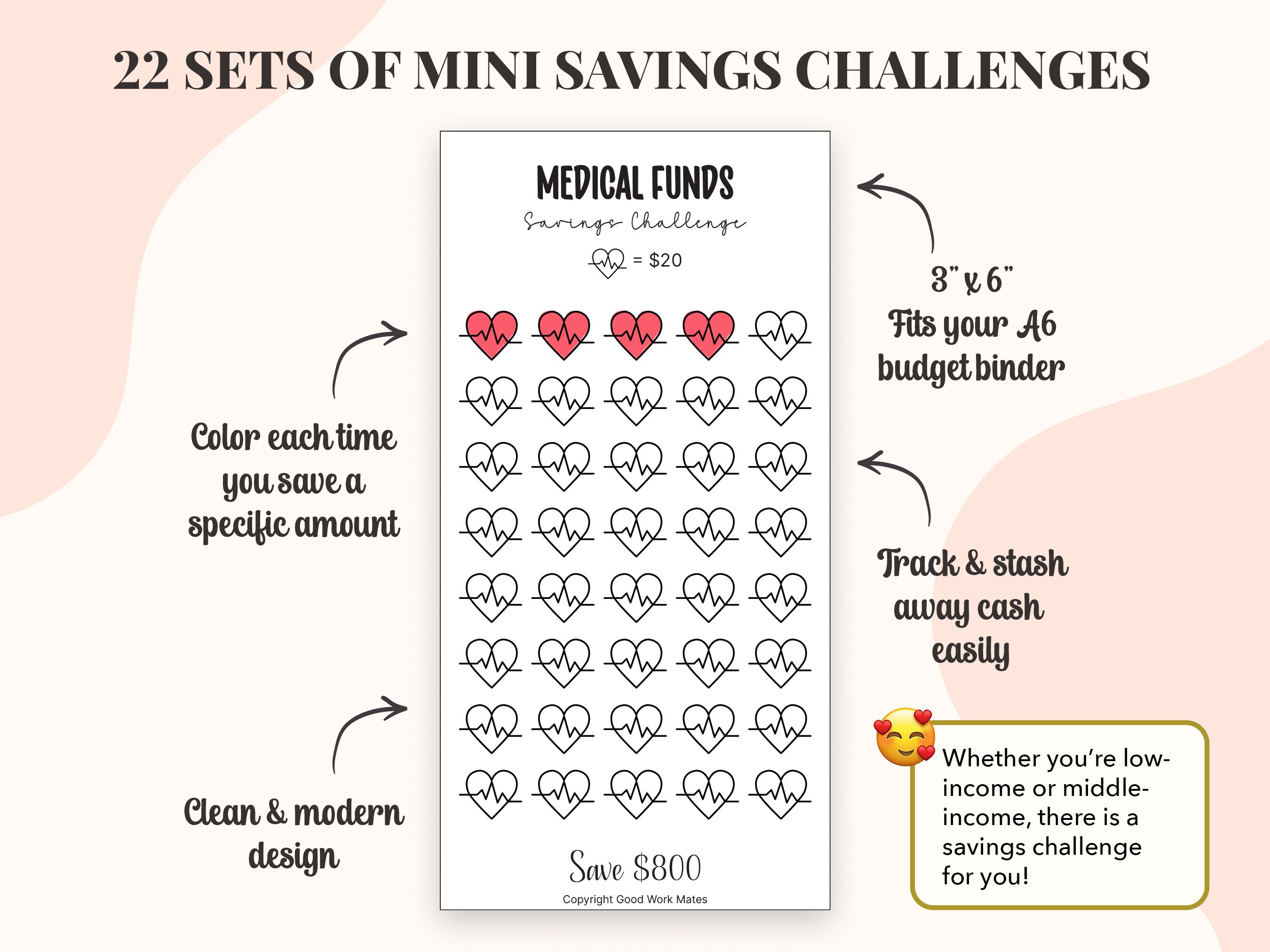 22 Pages Mini Savings Challenge Bundle, Weekly Monthly Savings ...