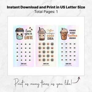 A6 Cute Kawaii Coffee Mini Savings Challenge, Money Savings Challenge ...