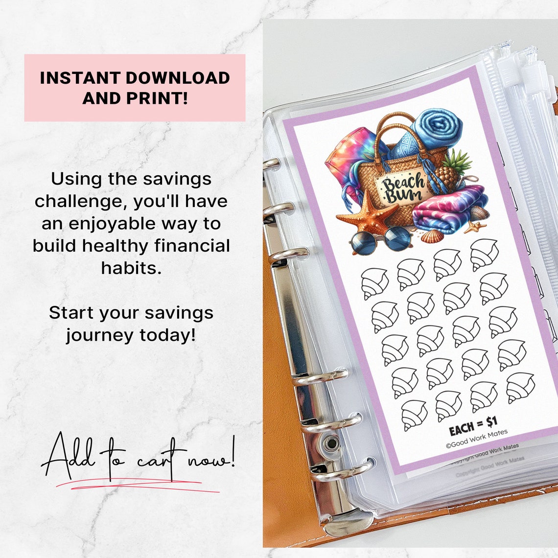 A6 Summer Beach Vibes Mini Savings Challenge, Money Savings Challenge ...