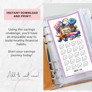 A6 Summer Beach Vibes Mini Savings Challenge, Money Savings Challenge ...