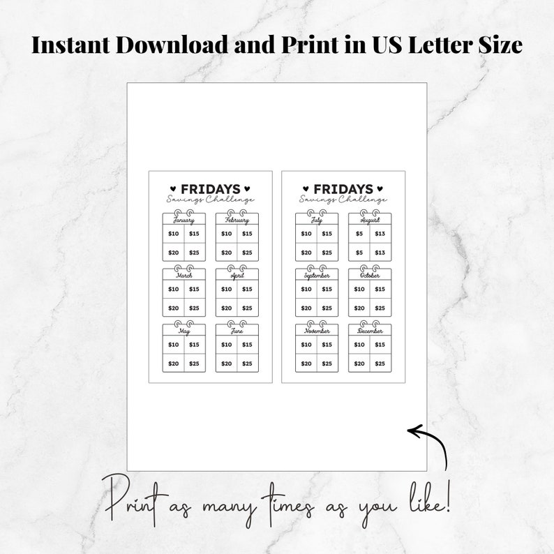 A6 Friday Printable Savings Challenge, Low Income Savings Challenge, A6 ...