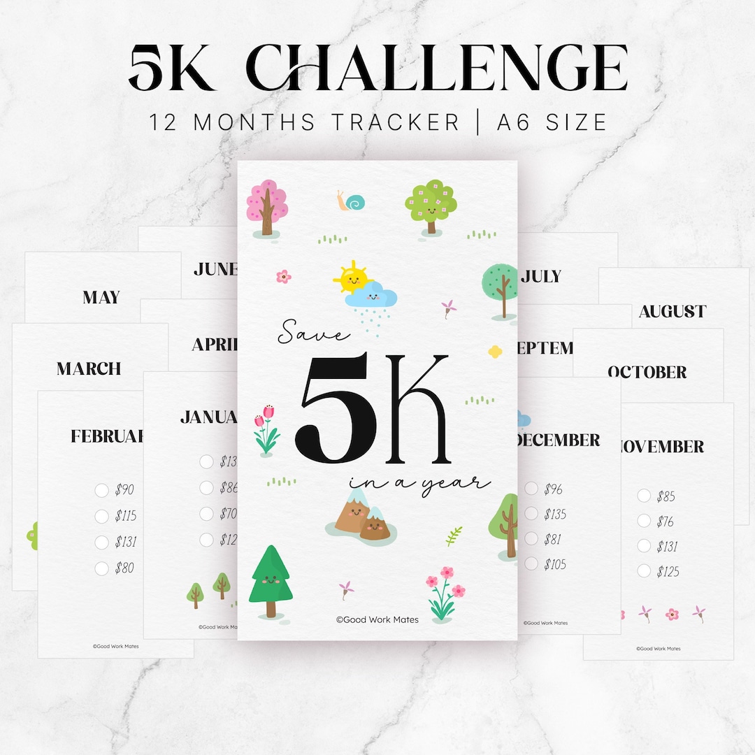 5K Budget Savings Challenges, Save 5000 a Year, 5k Savings Challenge ...