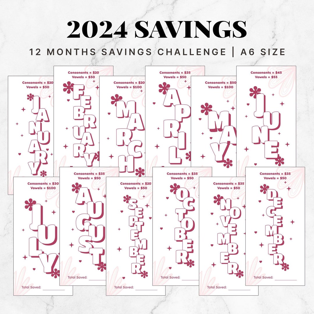 2024 Monthly Doodle Savings Challenge, Money Savings Challenge, Cash ...