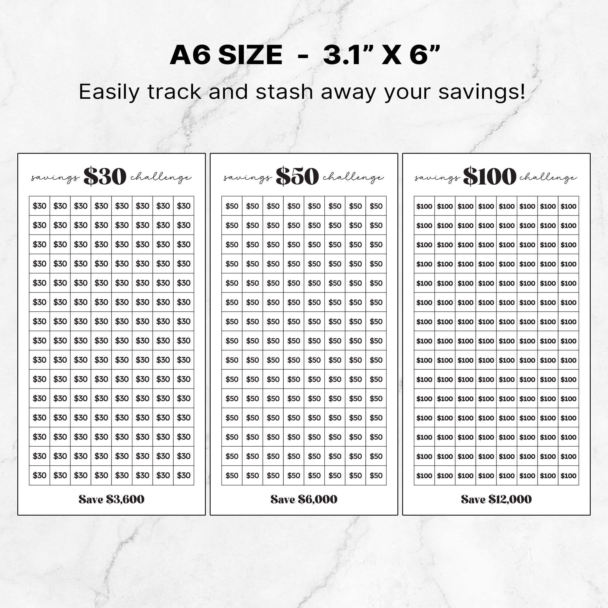 A6 Printable Savings Challenge Bundle, Money Savings Challenge 100, A6 ...