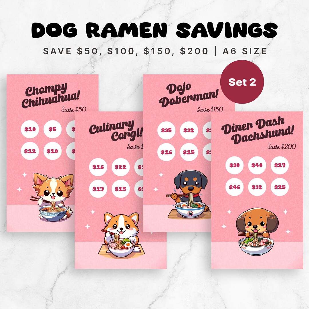 Ramen Puppy A6 Cash Tracker Monthly Savings, Money Savings Challenge ...