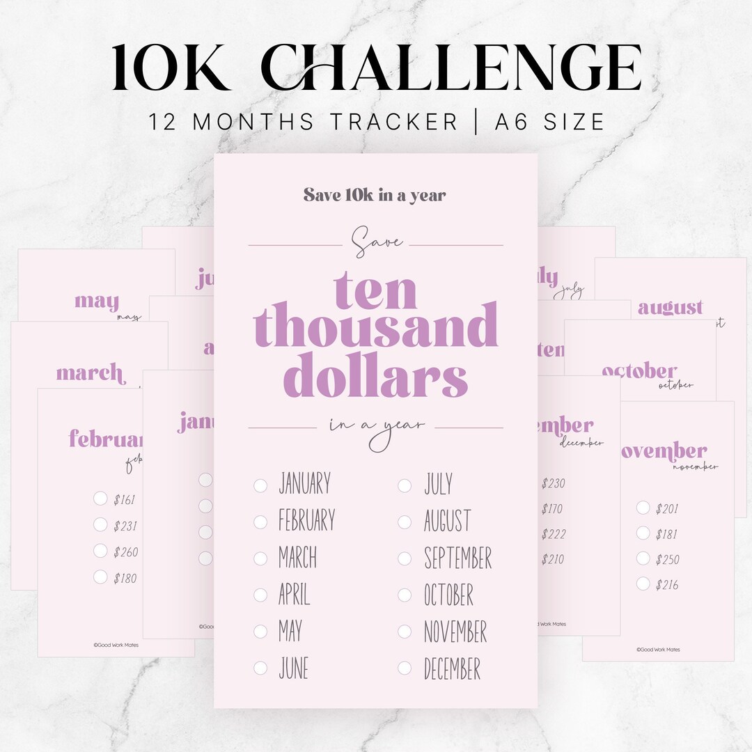 10k Printable Savings Challenge Bundle, Save 10000 a Year, 10k Savings ...