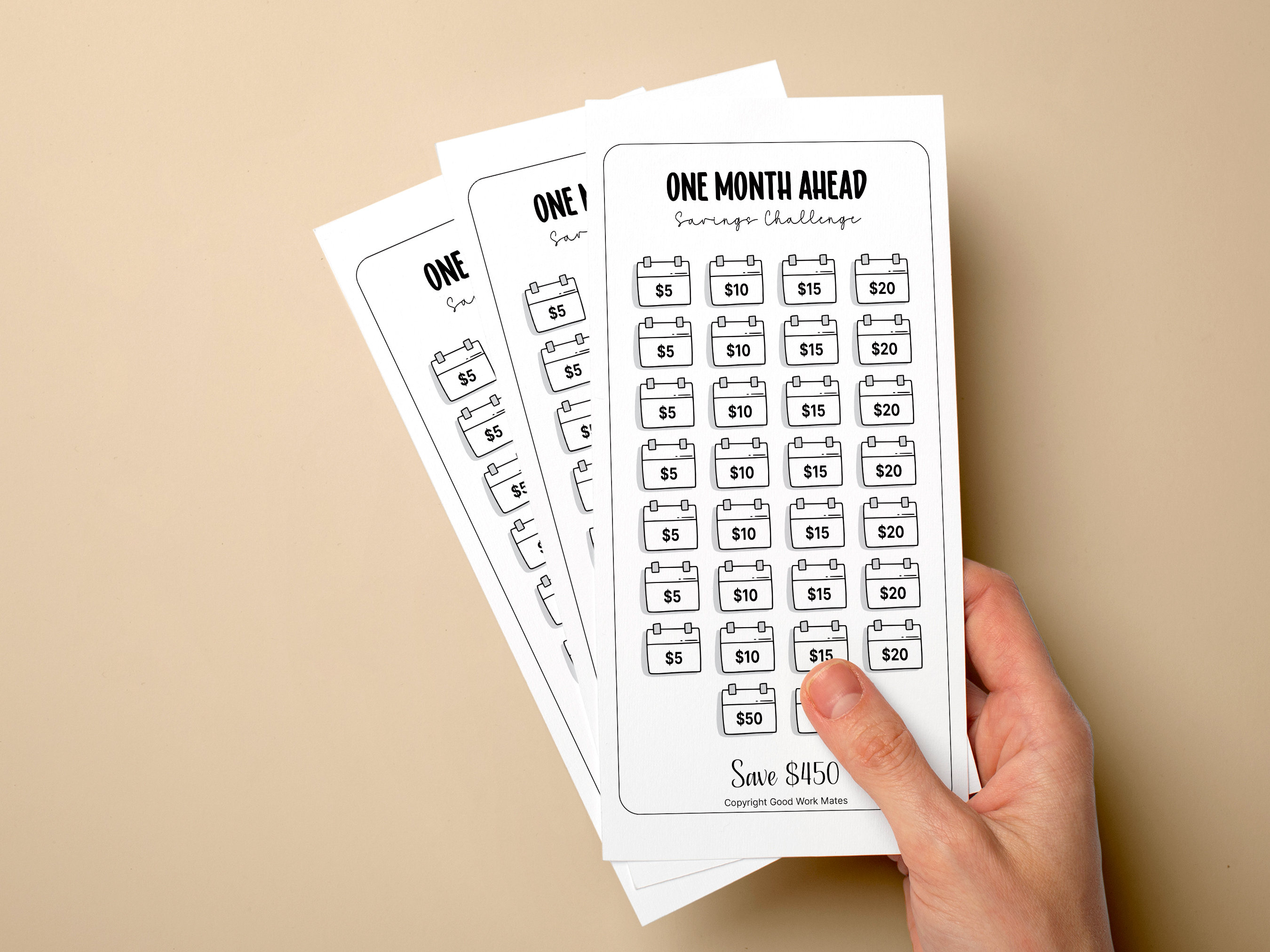 1 Month Ahead Savings Challenge, 52 Week Savings Challenge, Cash ...