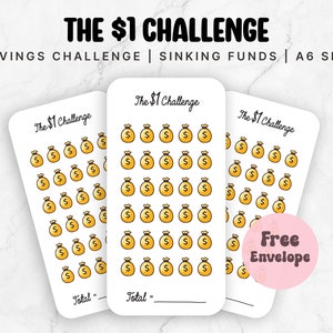 1 Dollar Savings Challenge, Coin Saving Challenge Envelope, 52 Week ...