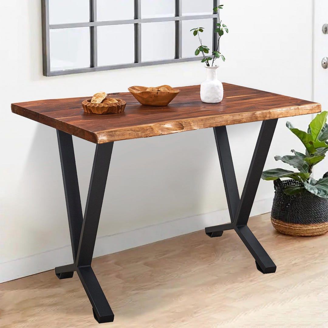 Rustic L Shape Metal Table Legs: Mid-century Modern Cast Iron Set - Etsy