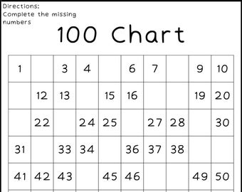 100 Chart Worksheets - Etsy