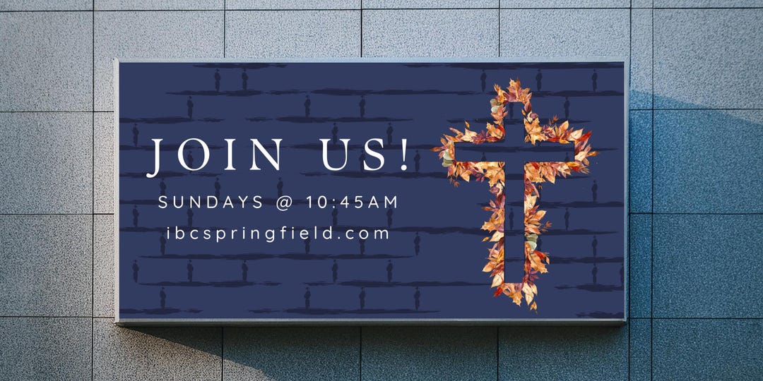 Church Banner - Fall Cross Design - Poster Vinyl Sunday Service - Etsy