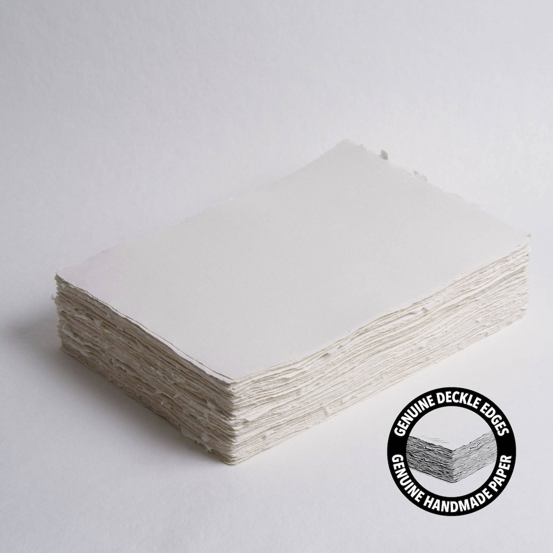 8.3" X 11.7" (A4) 200 Gsm, Blush Handmade Cotton Deckle Edge Paper ...