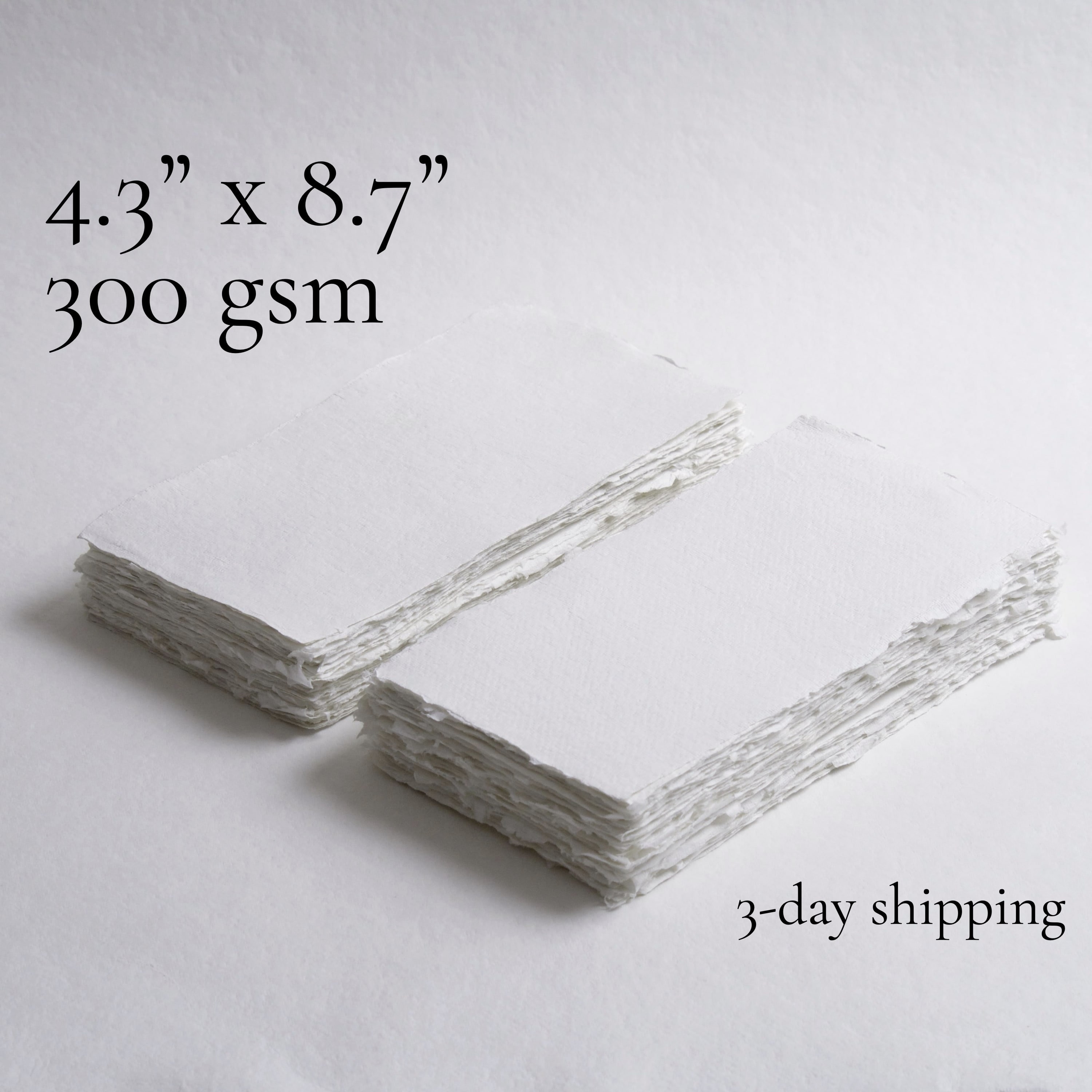 4.3 X 8.7 300gsm, White Deckle Edge Paper // Cotton Paper, Invitation ...