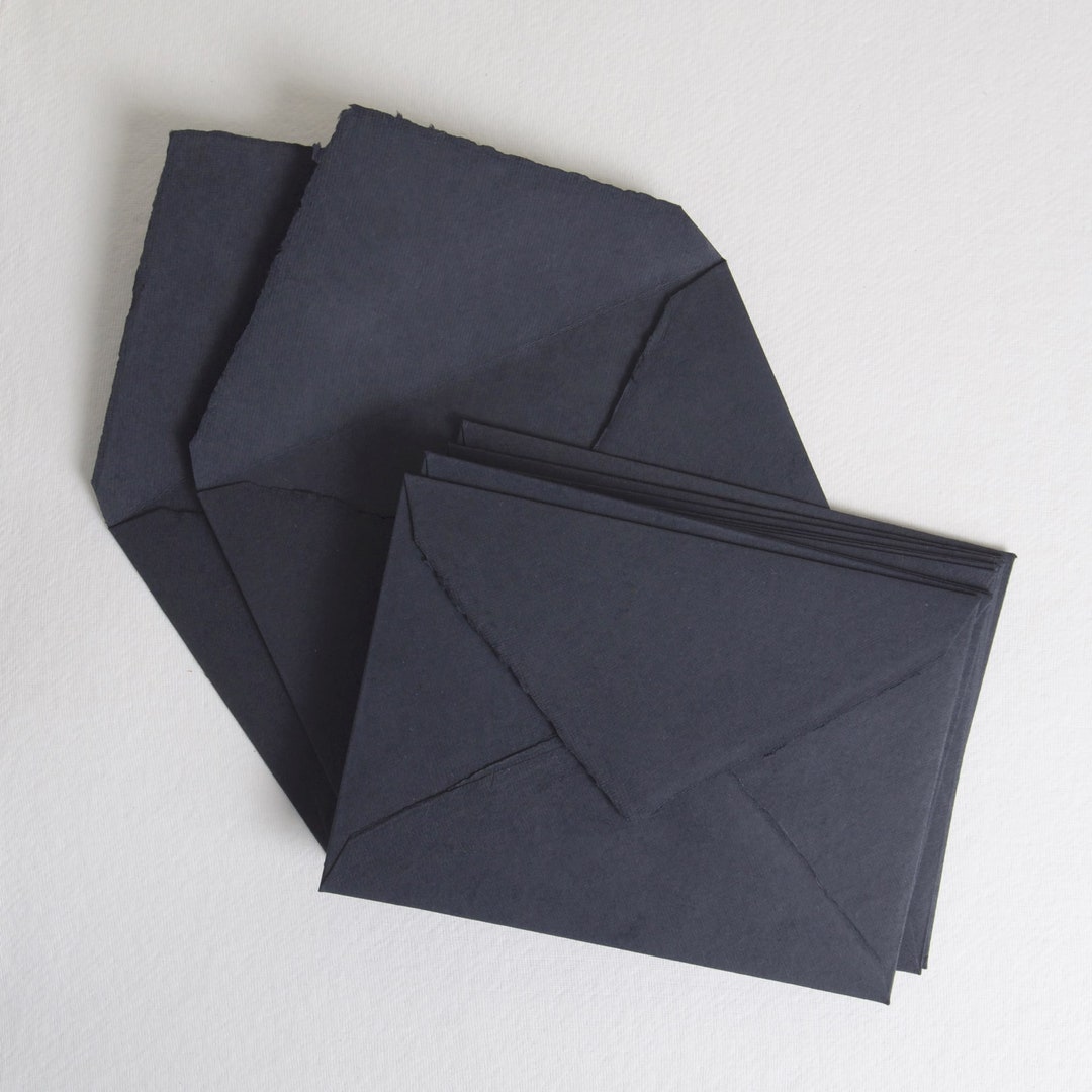 6.4" X 9" (C5), Black Deckle Edge Envelopes // Invitation Envelopes ...