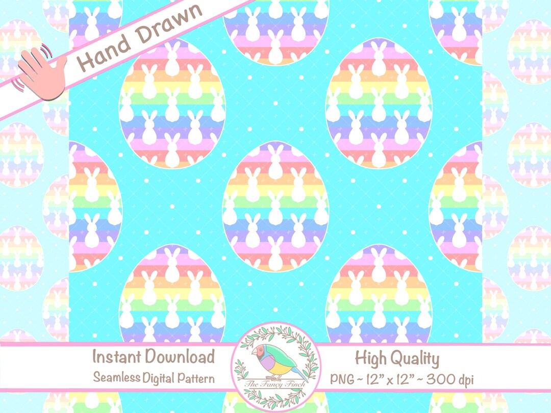 Easter Egg Seamless Repeat Pattern Spring Bunny Dots Aqua Digital Paper ...