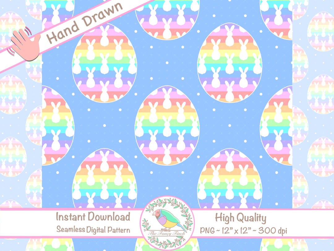 Easter Egg Seamless Repeat Pattern Spring Bunny Dots Blue Digital Paper ...