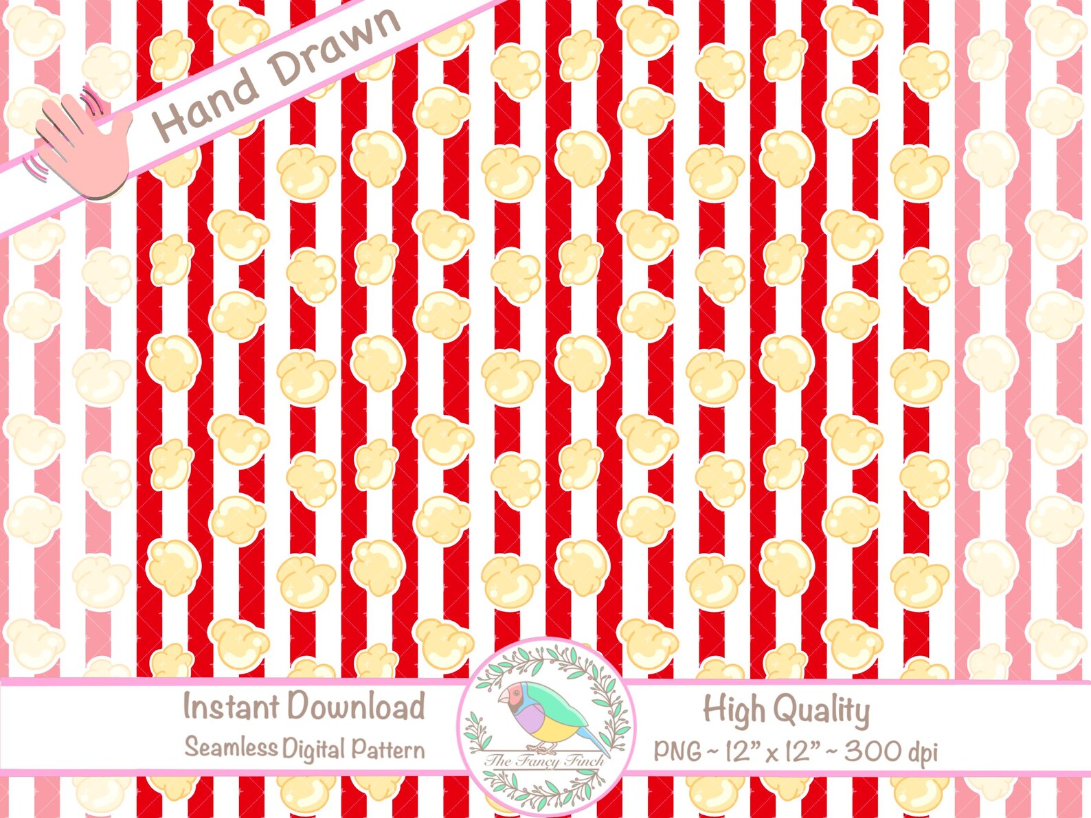 Popcorn Digital Seamless Repeat Pattern Movie Night Snacks Digital ...