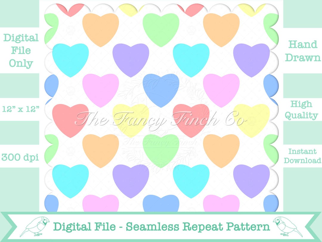Rainbow Pastel Heart Seamless Pattern Cute Pretty Digital Paper for ...