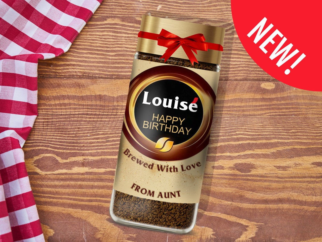 Personalised Customised Nescafe Gold Coffee Jar Label Sticker Birthday ...