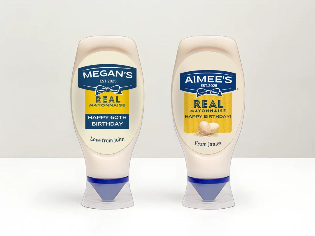 Personalised Label Hellmann's Real Mayonnaise Custom Sticker Party ...