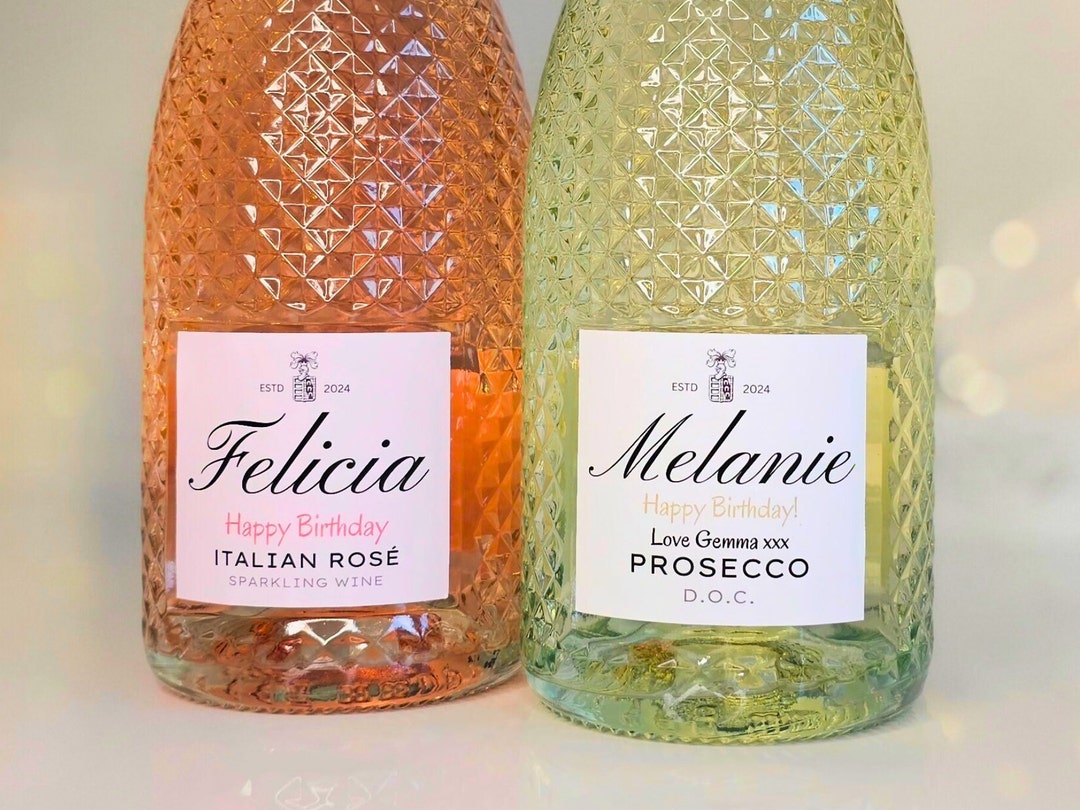 Personalised Prosecco Champagne Wine Label Sticker - Custom Birthday ...