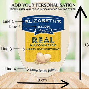 Customised Personalised Bottle Label Sticker Ideal for 750ml Hellmann's ...