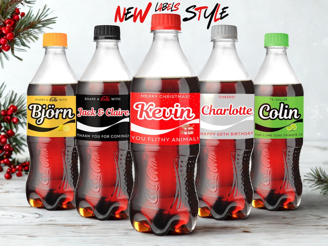 Personalised Inspired Cola Labels Glass Bottle Can Custom Name Stickers ...