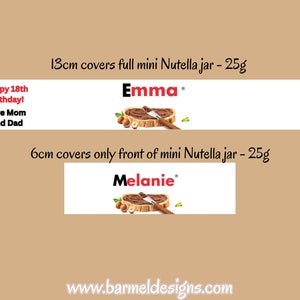 Personalised Mini Nutella Chocolate Spread Label Sticker - Custom ...