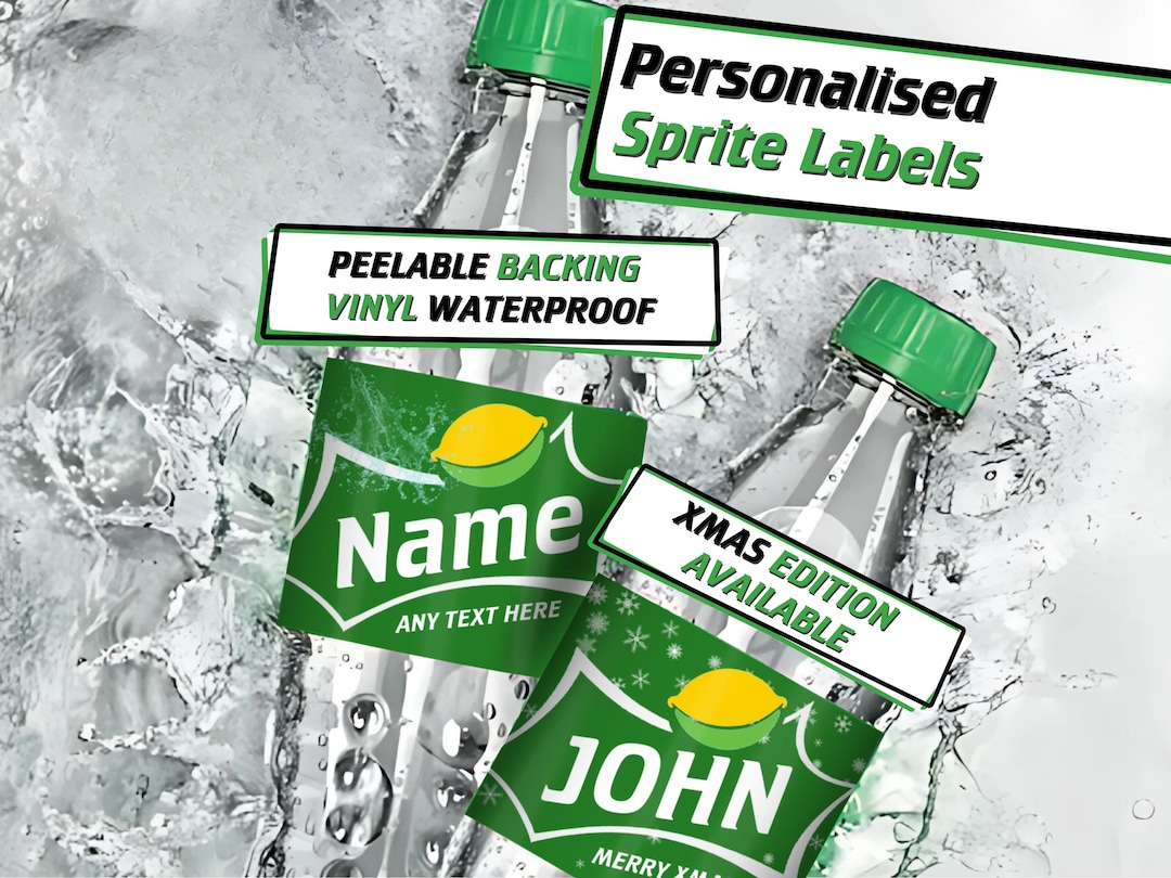 Sprite Personalised Labels Custom Name Sticker Sprite Zero Christmas ...