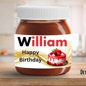Personalised Nutella Chocolate Spread Label Sticker Custom Birthday ...