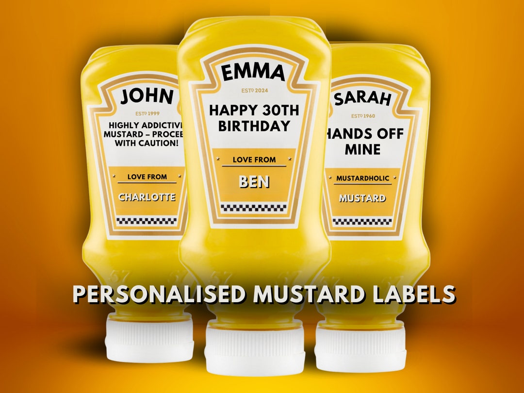 Personalised Mustard Label Custom Sticker, Novelty Funny Gift for ...