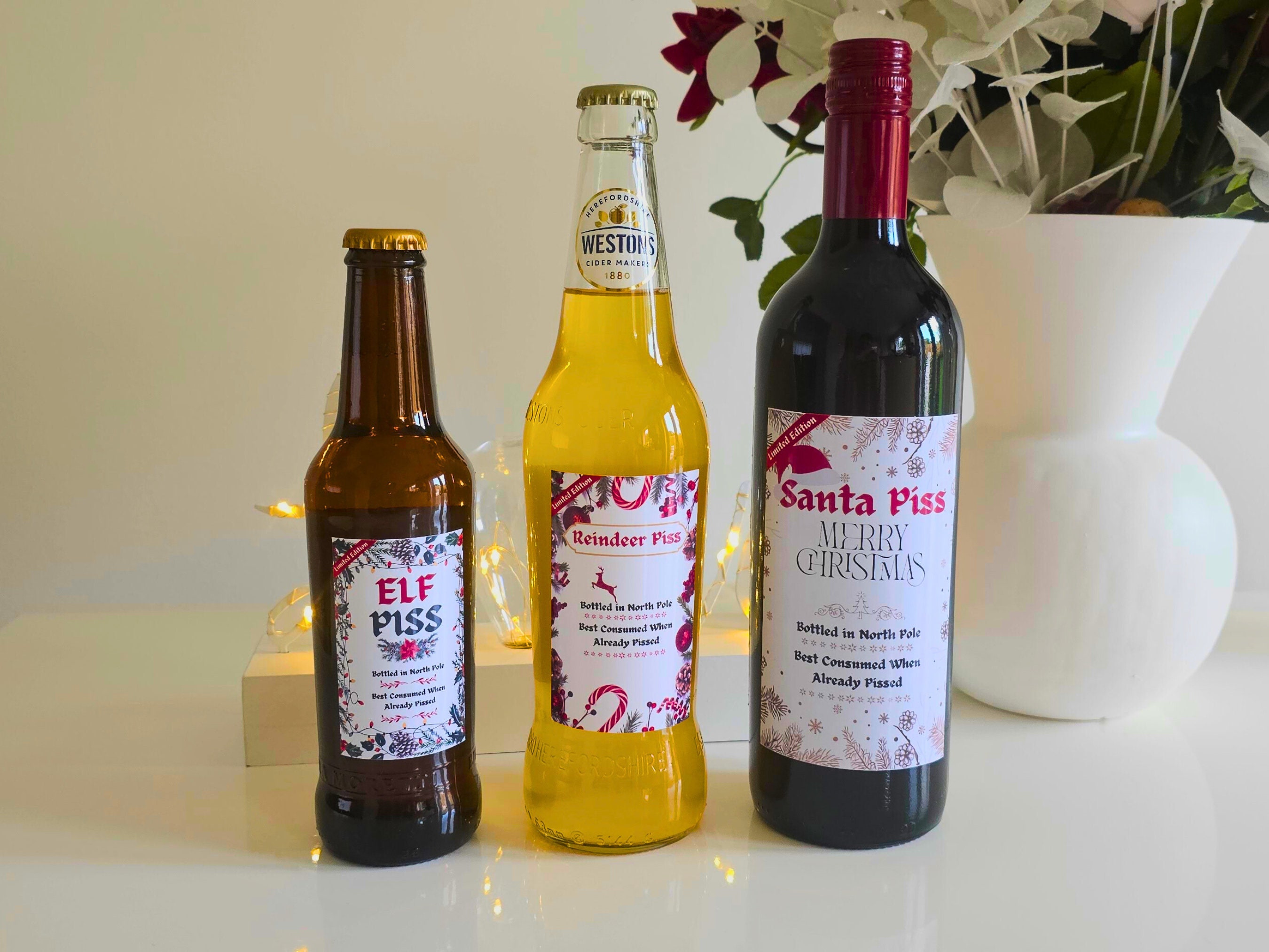 4x Elf Piss Wine Bottle Labels Hilarious Christmas Novelty - Etsy Australia