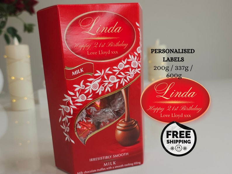 Personalised Lindor Lindt Box Chocolate Label Sticker - Custom Birthday ...