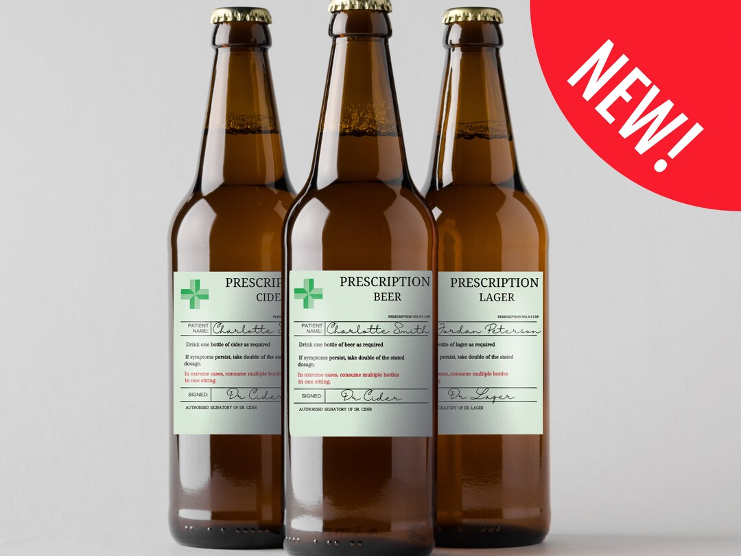 Personalised Prescription Label for Beer Cider Ale Lager Stout Porter ...
