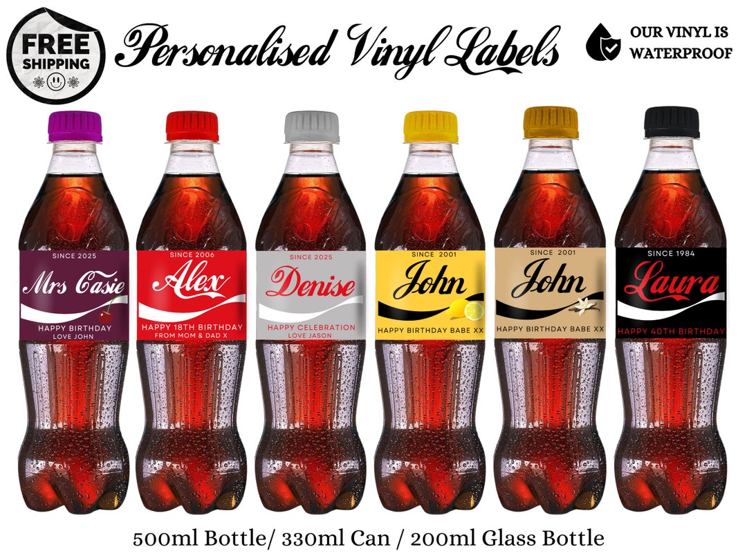 Personalised Coca-cola Label Sticker Custom Name Coke Bottle Can for Happy Birthday Wedding ...