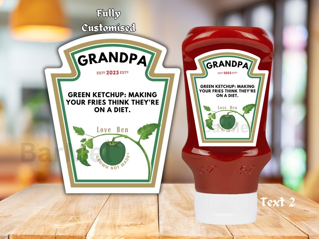 Green Custom Tomato Ketchup Label Personalised Sticker Label for Gifts ...