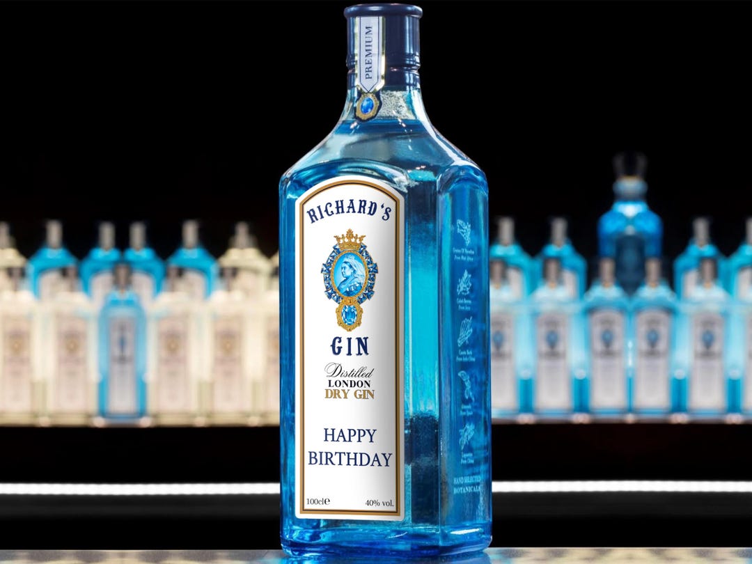 Personalised Bombay Sapphire Gin Label - Custom Sticker | Funny Novelty ...