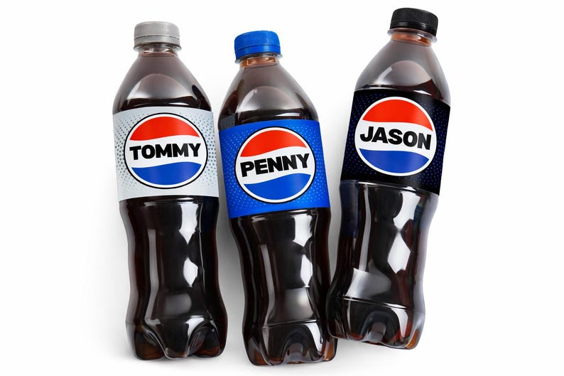 Personalised Pepsi Bottle Label Sticker | Custom Name Soda Gift ...