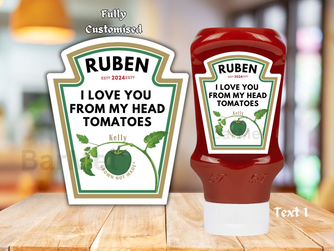 Green Custom Tomato Ketchup Label Personalised Sticker Label for Gifts ...