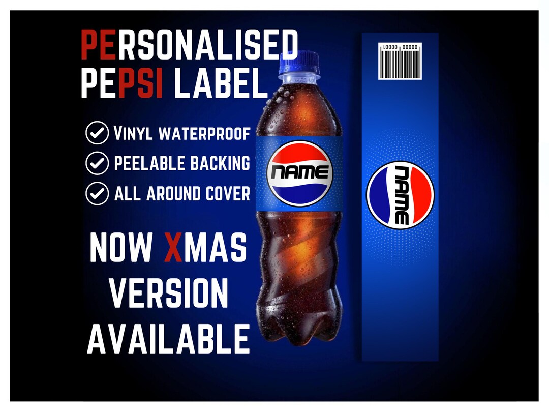 Pepsi Personalised Labels Custom Name Sticker Pepsi Max Christmas ...