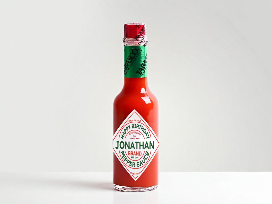 Personalised Tabasco Pepper Sauce Labels Custom Sticker Hot Chili ...