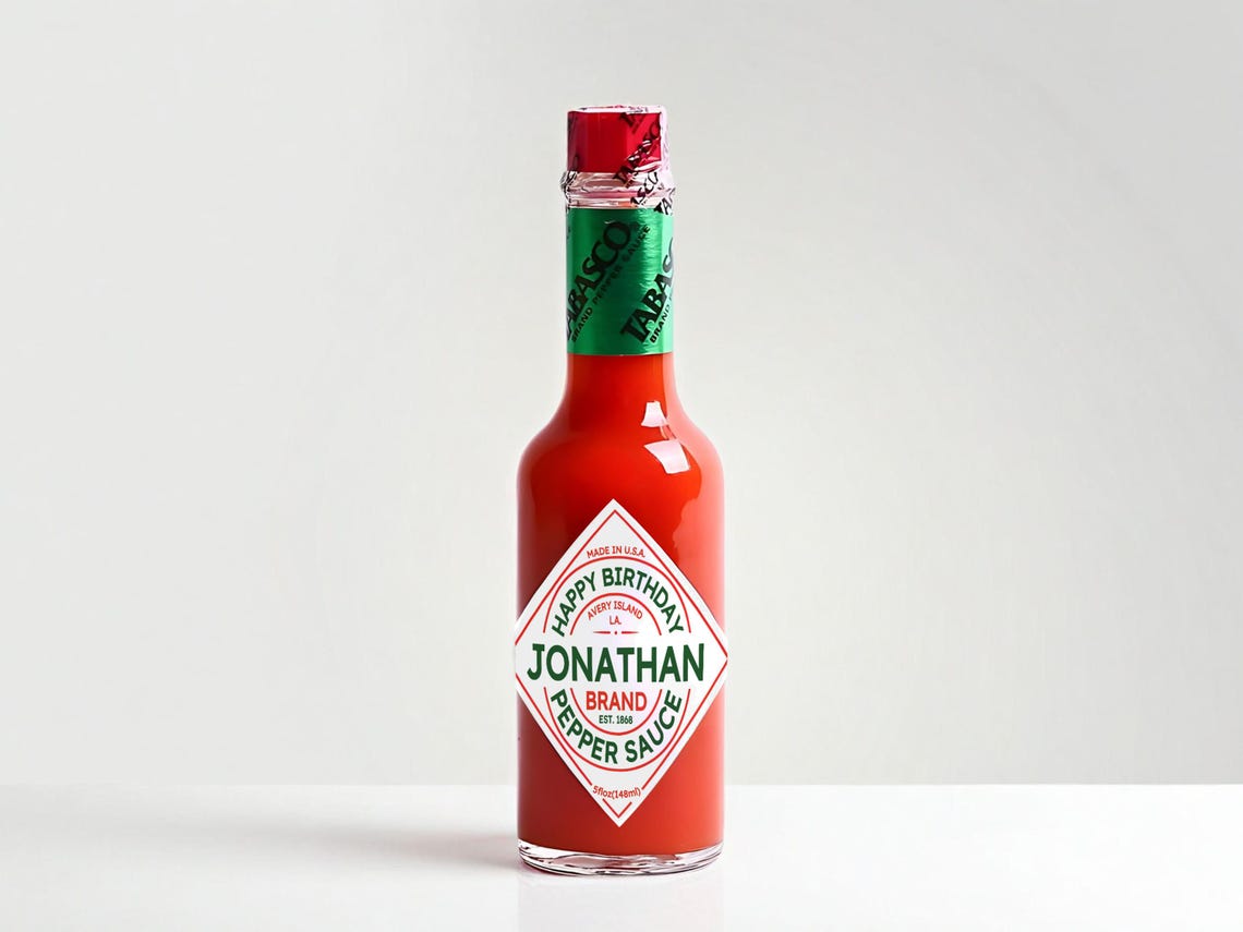 Personalised Tabasco Pepper Sauce Labels Custom Sticker Hot Chili ...